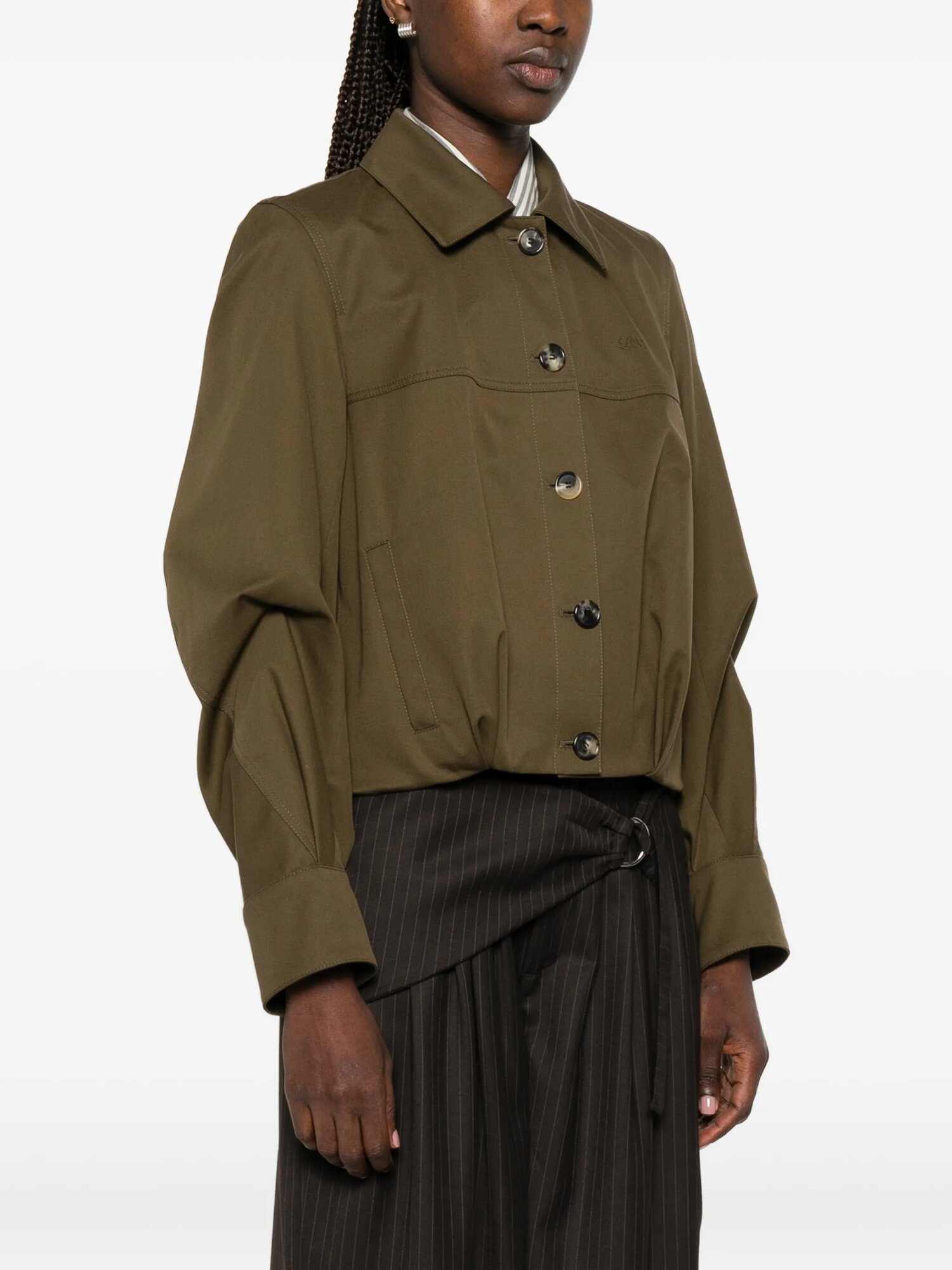 Куртка Loewe Anagram-embroidered cropped jacket, размер 36, коричневый — фото 1