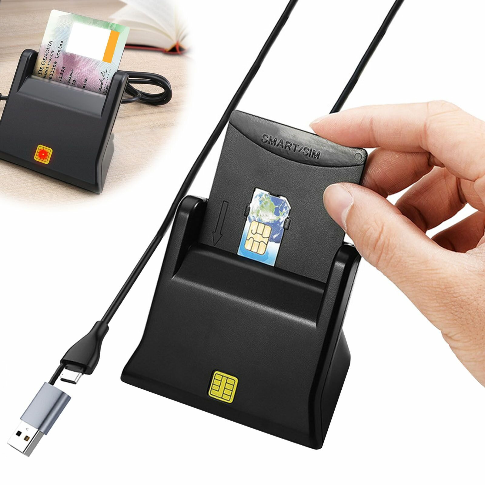 USB-читатель смарт-карт ISO 7816 для CAC, государственных и банковских карт