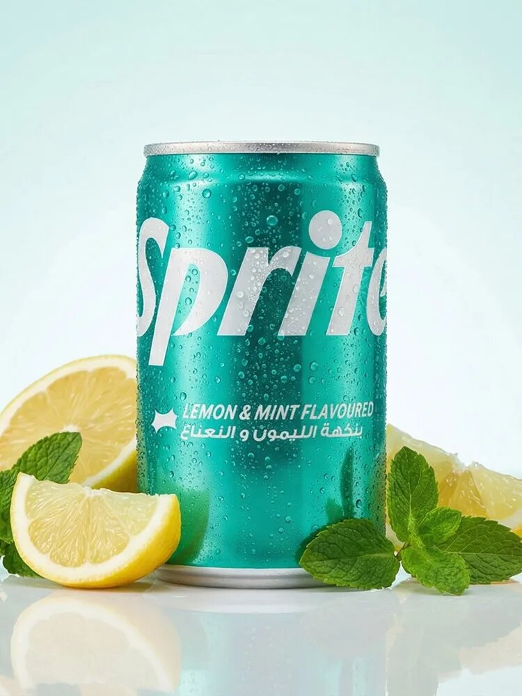 Газированный напиток Sprite лимон-мята, 0.15 л. х 12 шт, мини, Ирак, ж/б