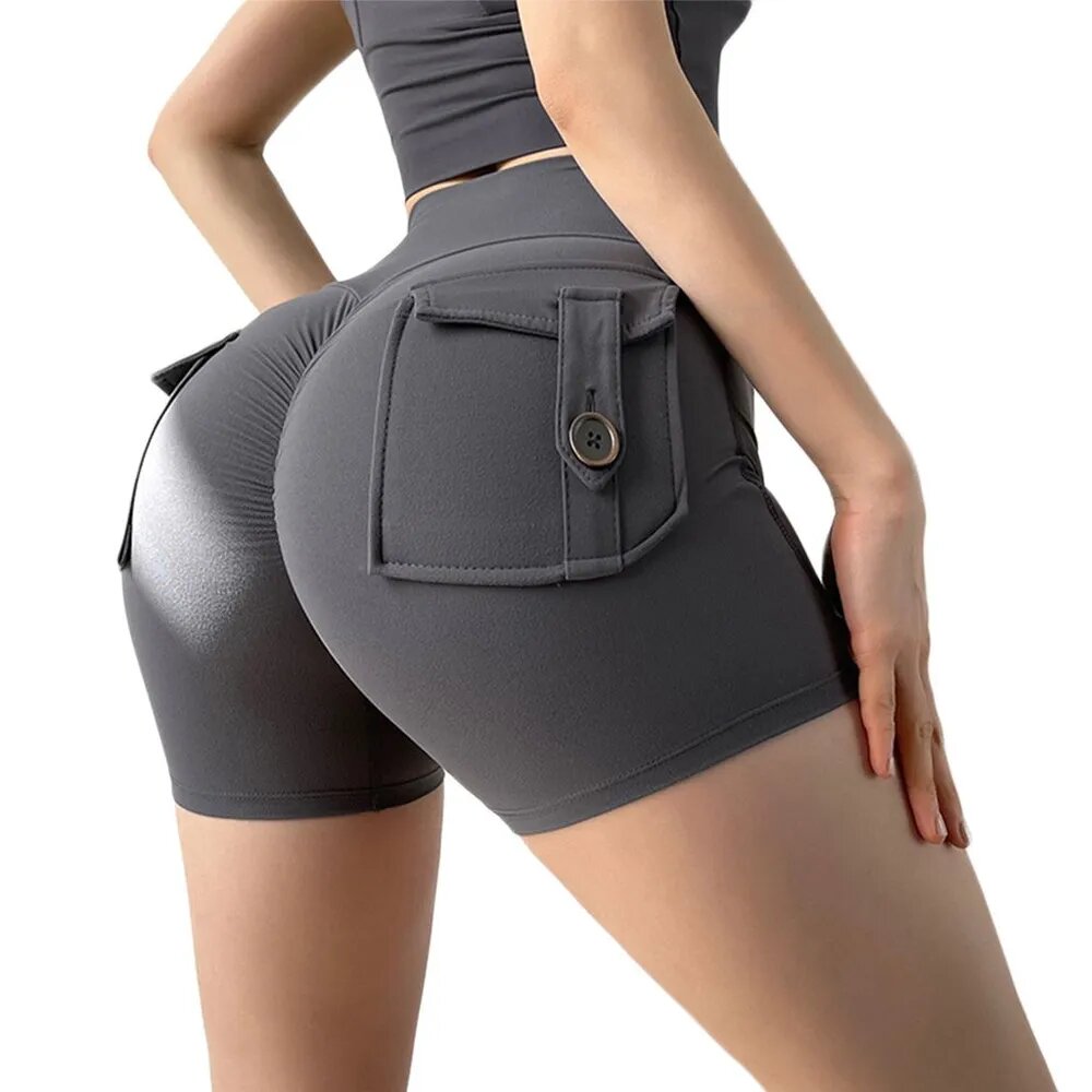 Женские обтягивающие шорты персикового цвета tooling yoga pants серого L