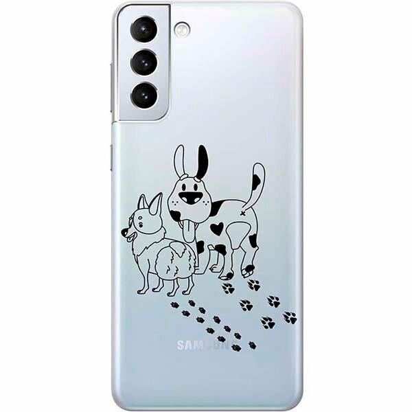 Чехол - накладка Transparent для Samsung Galaxy S21+ с 3D принтом "Funny doggies"
