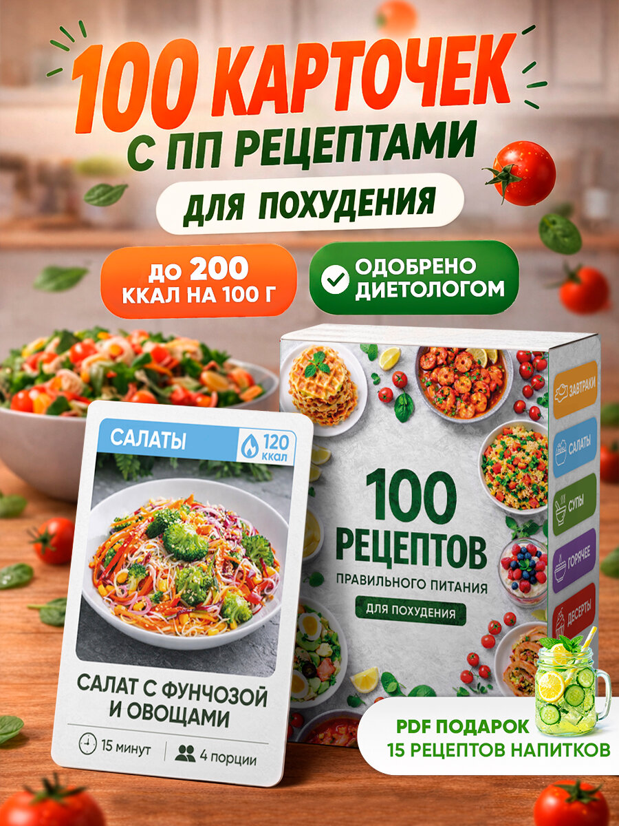 Карточки с рецептами правильного питания для похудения
