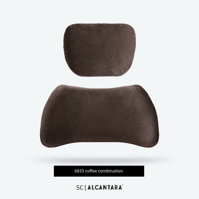Набор подголовника и поясницы автомобиля Alcantara в сыром янтарном цвете с перфорацией для комфорта вождения