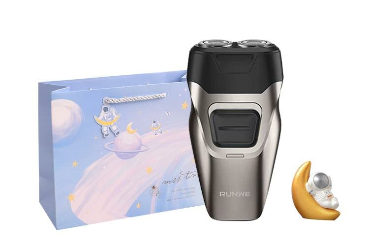 Электробритва мужская RUNWE RS508, Luxurious Gold RS508+Lunar Adventure Shopping Bag+Astronaut Ornaments