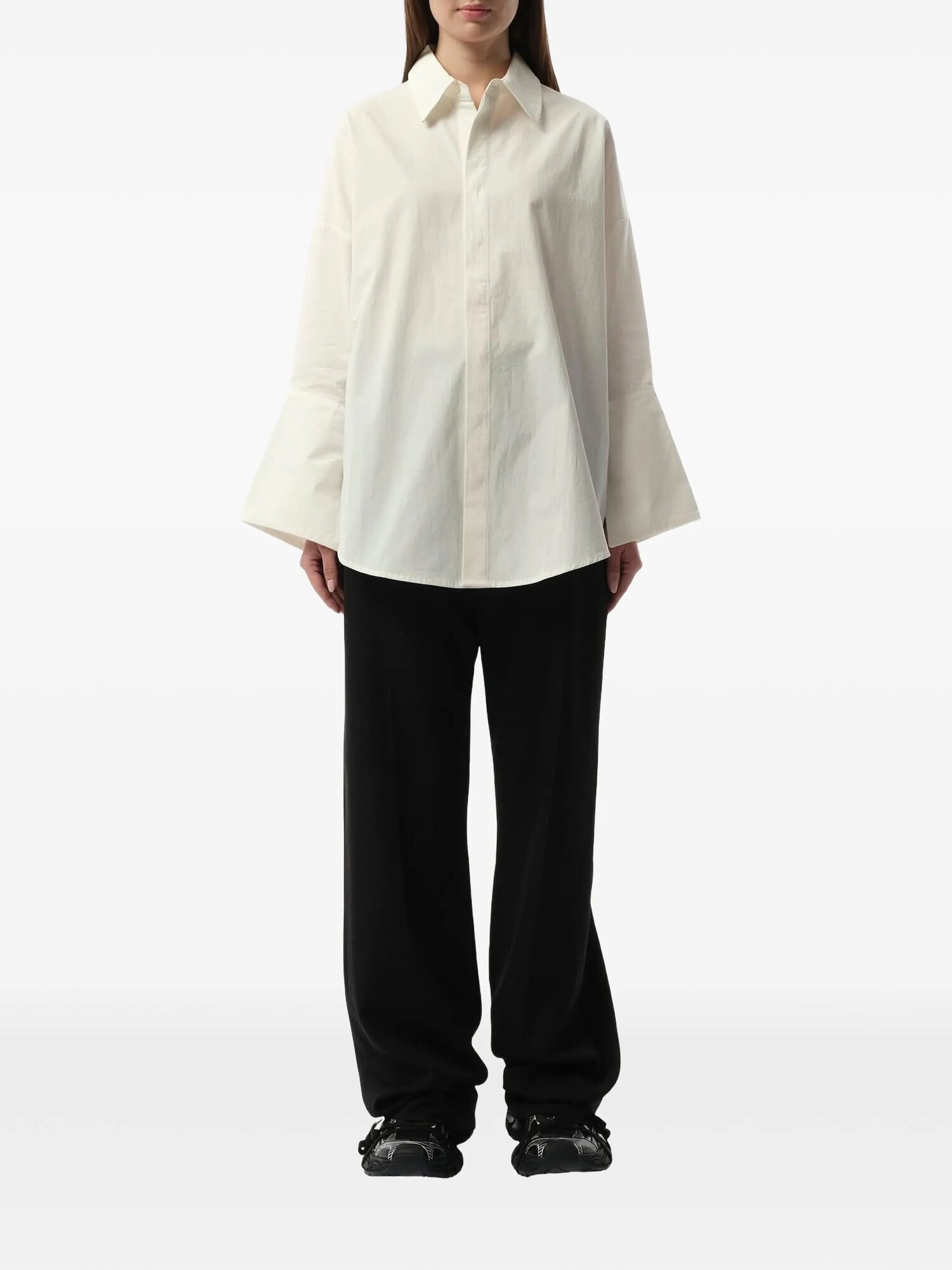 Рубашка Fax Copy Express Oversized flared-sleeve shirt, размер 46, бежевый/белый — фото 1