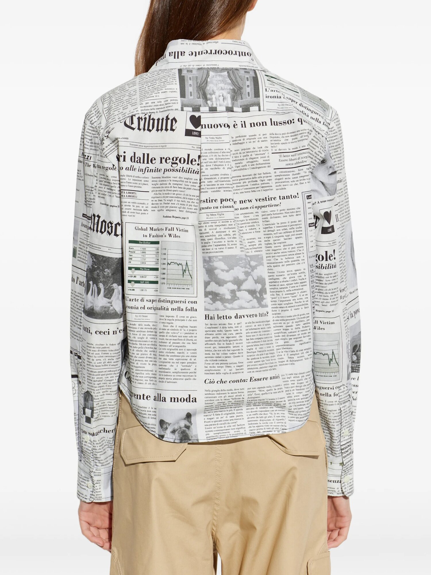 Рубашка MOSCHINO, размер 42, бежевый/белый — фото 1