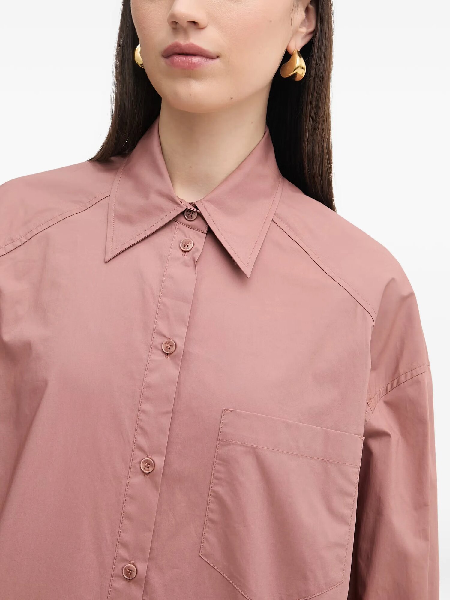 Рубашка PATRIZIA PEPE Logo-patch oversized shirt, размер 40 — фото 1