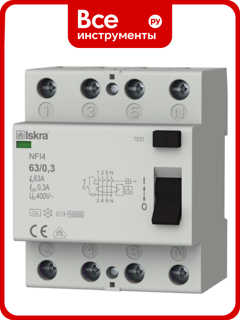 Устройство защитного отключения УЗО Mean Well Iskra NFI4-630,3 00237500