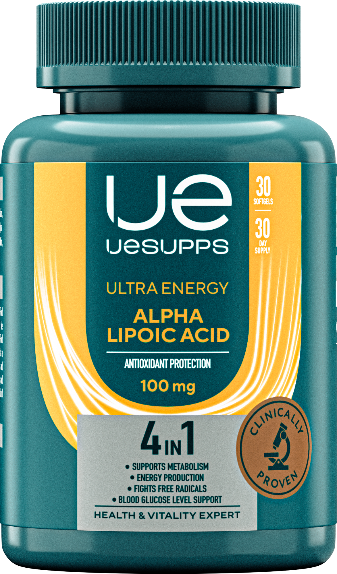 UESUPPS Витамин Альфа-липоевая кислота 30 капсул Ultra Energy Alpha Lipoic Acid 30 Softgels 30ml