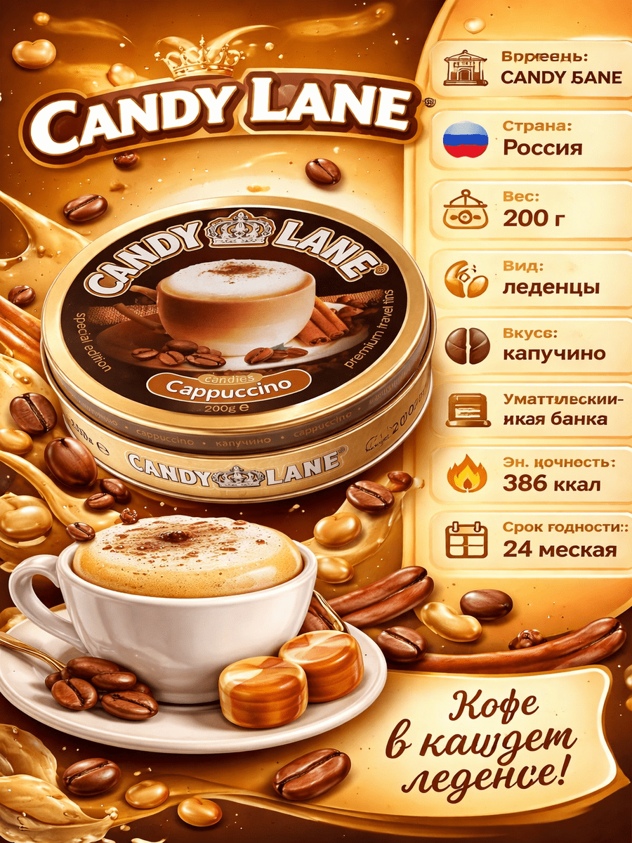 Леденцы Candy Lane Капучино, 200г
