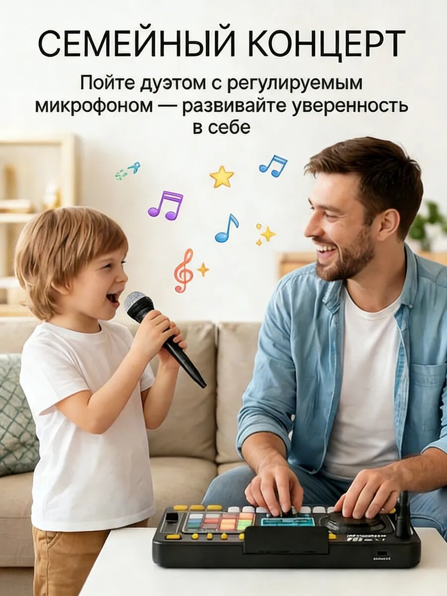 Детский DJ пульт с микрофоном и Bluetooth игрушка