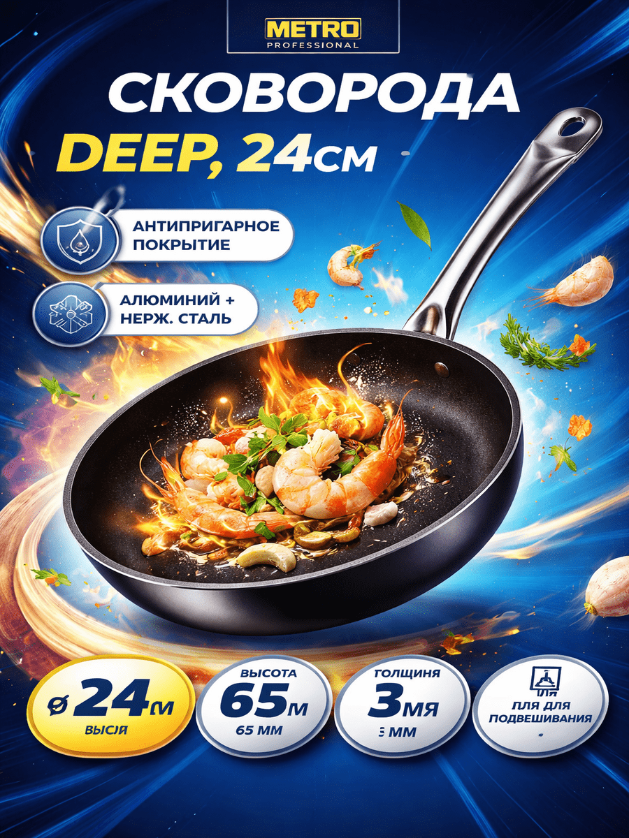 METRO PROFESSIONAL Сковорода Deep, 24см