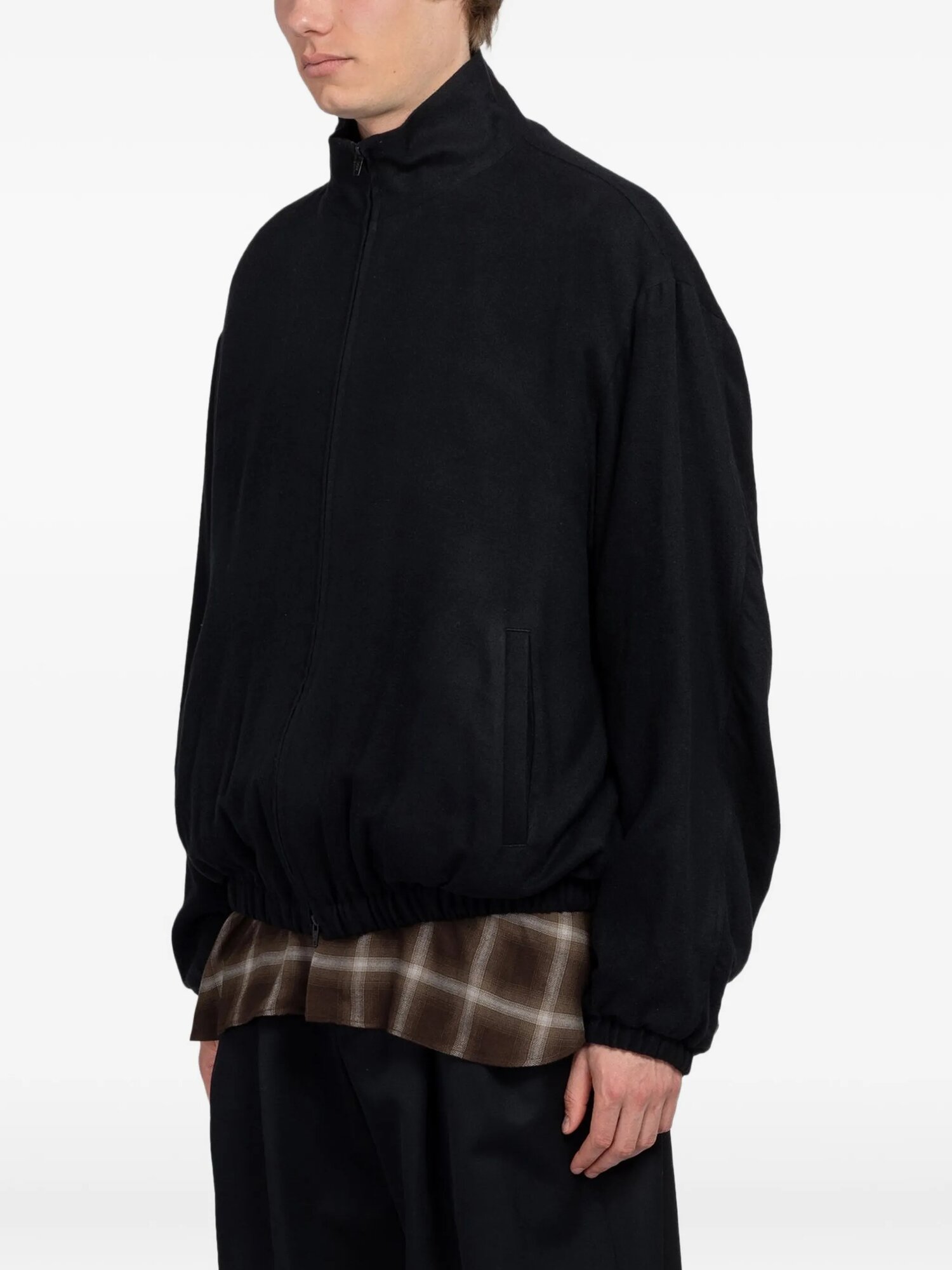 Куртка ssstein Shirred flannel bomber jacket, размер L, black/black — фото 1