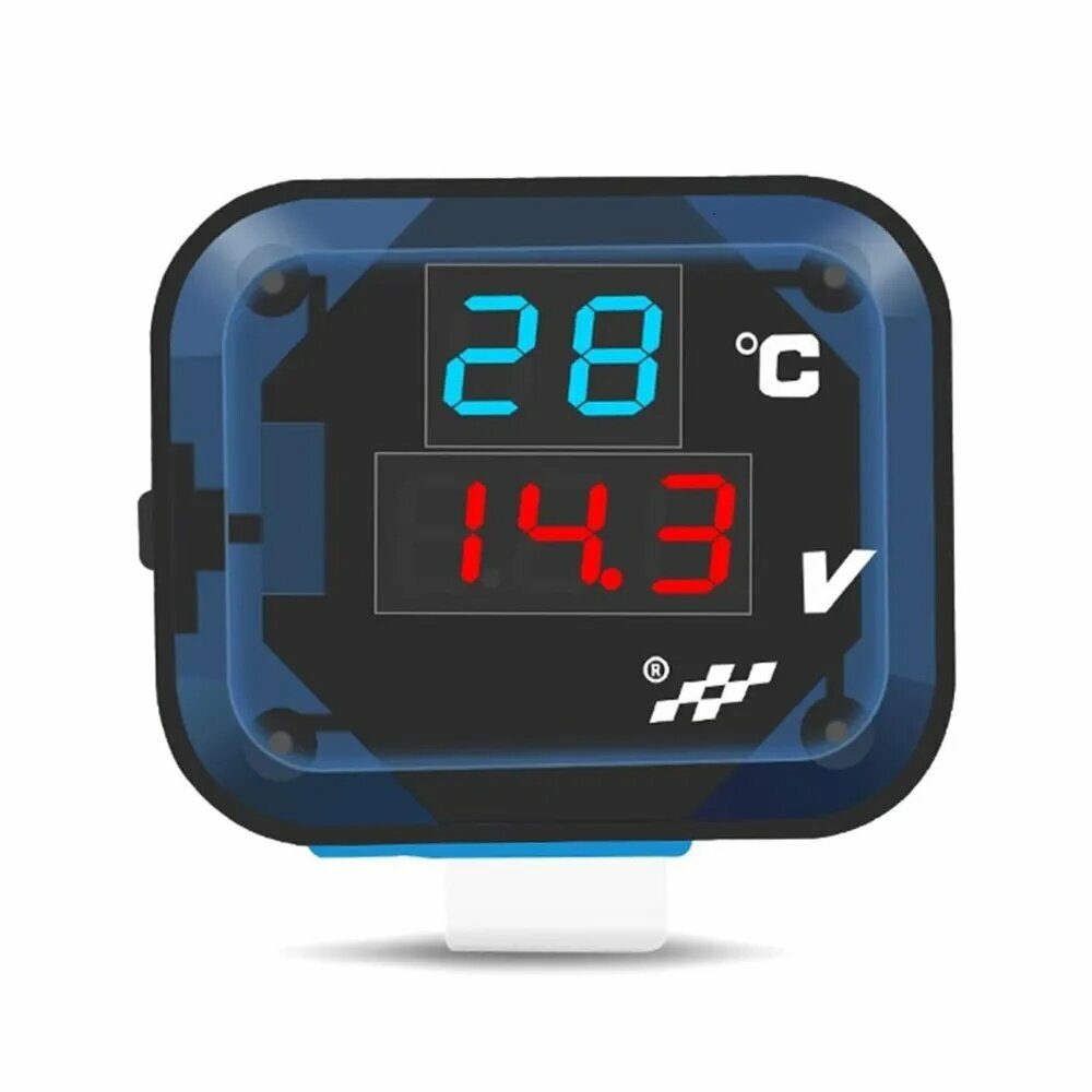 Термометр-вольтметр LED с USB-портом для мотоцикла