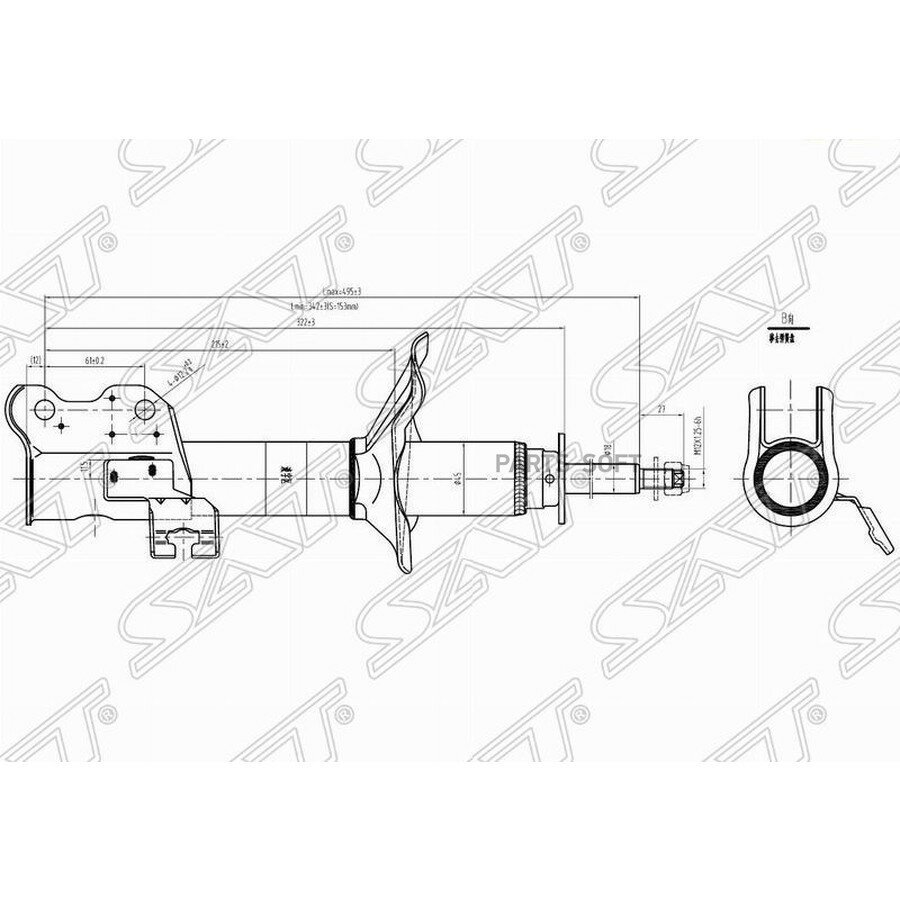 Стойка передняя NISSAN AD/PRESEA/PULSAR/SENTRA/SUNNY/WINGROAD 90-96 RH ST-54302-4H225 от официального дистрибьютора, SAT, артикул ST543024H225