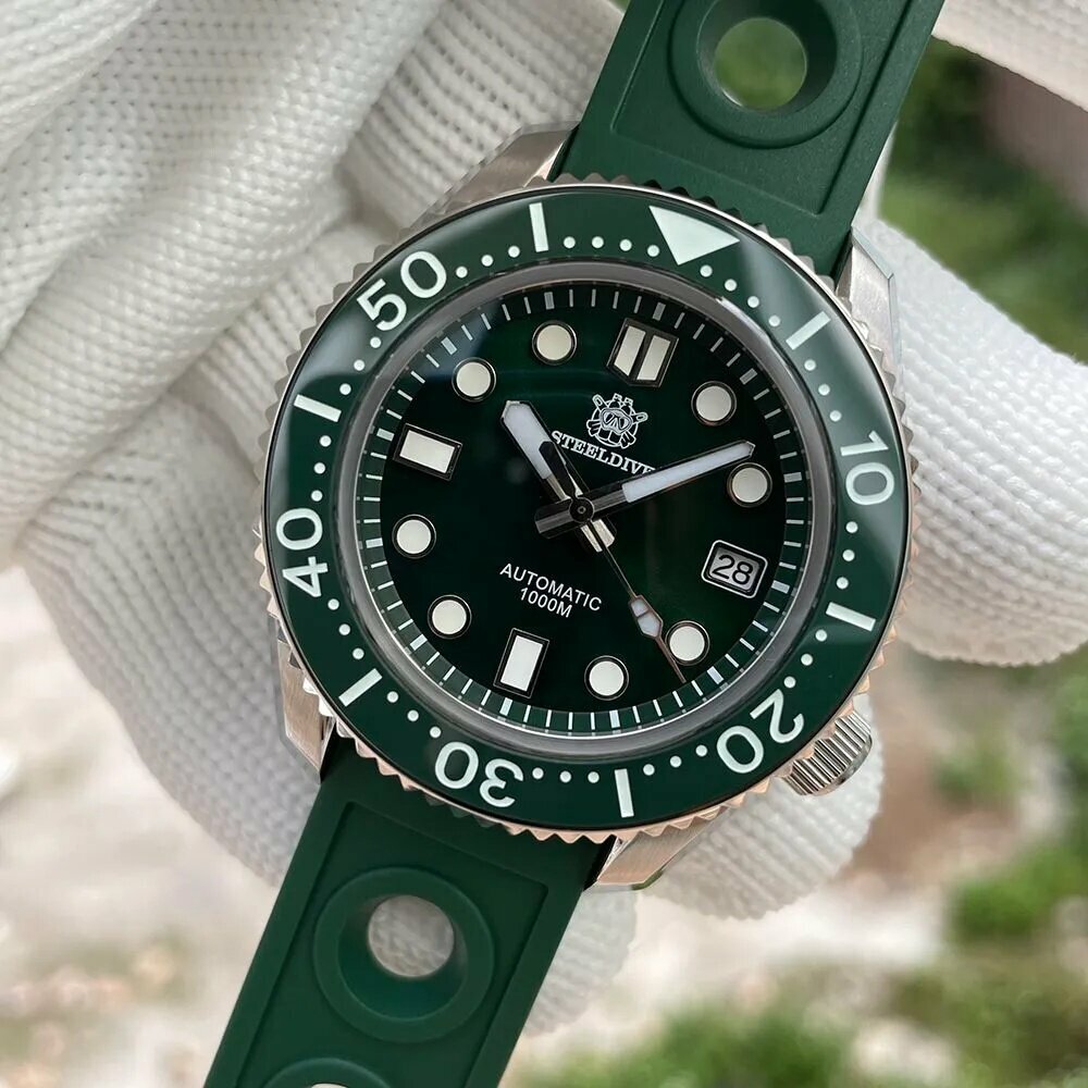 STEELDIVE Часы наручные Механические SD1968 Mariner Monobloc: механические часы с автоподзаводом, водонепроницаемость 100 бар, японский калибр NH35, сапфировое стекло, календарь-дата, швейцарское покрытие Super-LumiNova, плавание и дайвинг