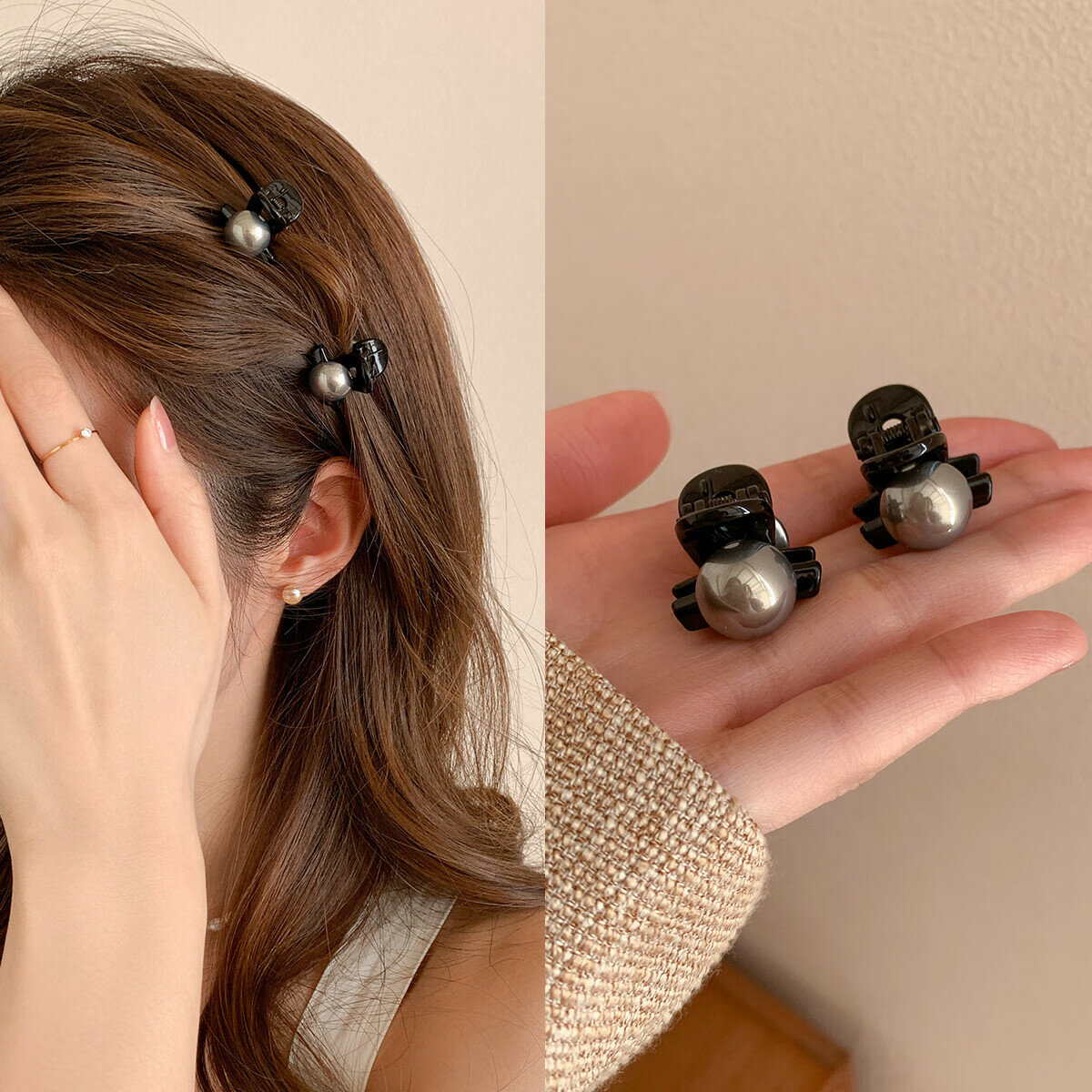 CHIMERA (CHIMERA) 2-Piece Fashionable Elegant Small Hair Claw Clip Princess Head Side Bangs Clip Female Hair Accessories Headwear