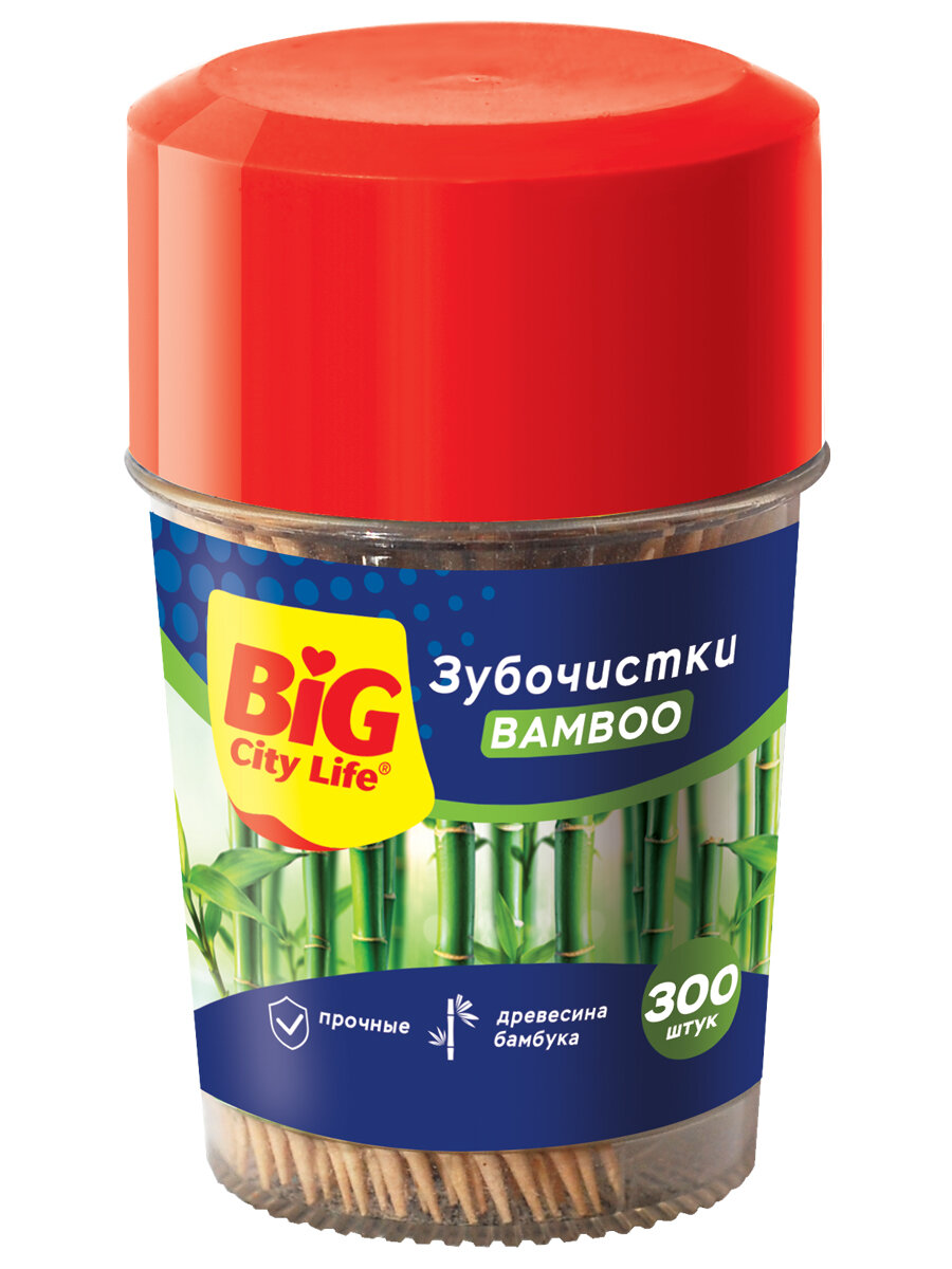 Зубочистки большая упаковка Big City Life бамбуковые 300шт банка