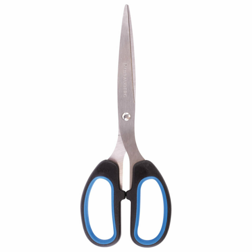 Ножницы BRAUBERG "Classic+", 205 мм, черно-синие, классической формы, резиновые вставки, 236449, 236449