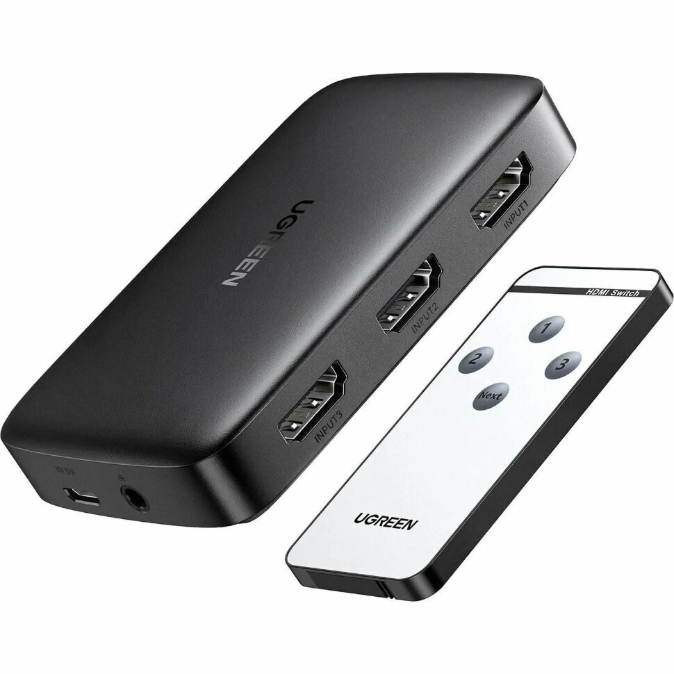 Разветвитель UGREEN CM332 3xHDMI 1.4. 4K с пультом ДУ (80125), 1940674