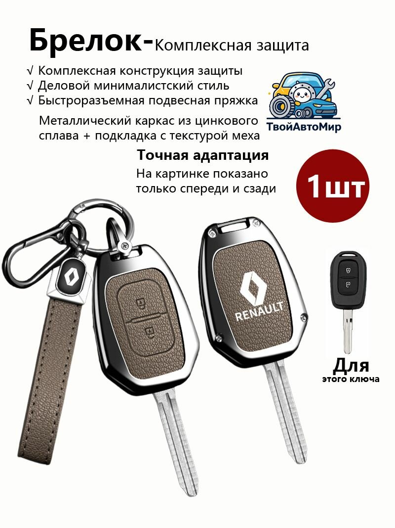 Чехол Для Ключа Logan I/II (2004-2020), Sandero I/II (2008-2020), Duster I (2010-2018), Цинковый Сплав+Кожа, Полная Защита