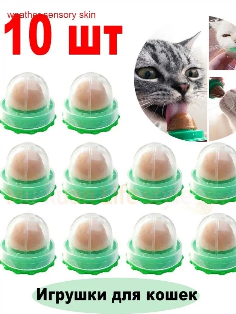 Игрушка-шарик с кошачьей мятой, Леденец для котов с витаминами, 10 шт
