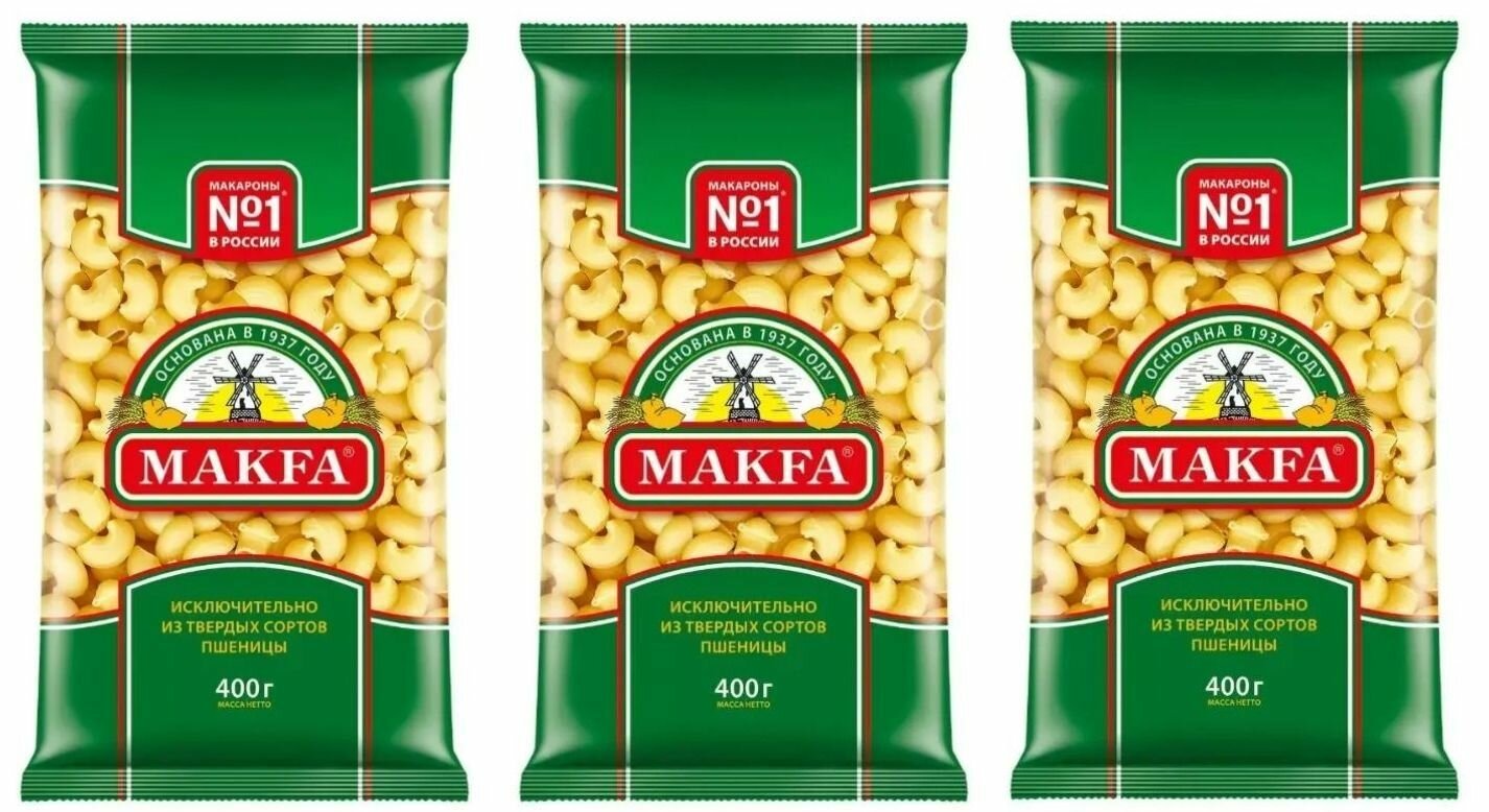 Makfa Макаронные изделия Улитки, из твердых сортов пшеницы, 400 гр, 3 шт.
