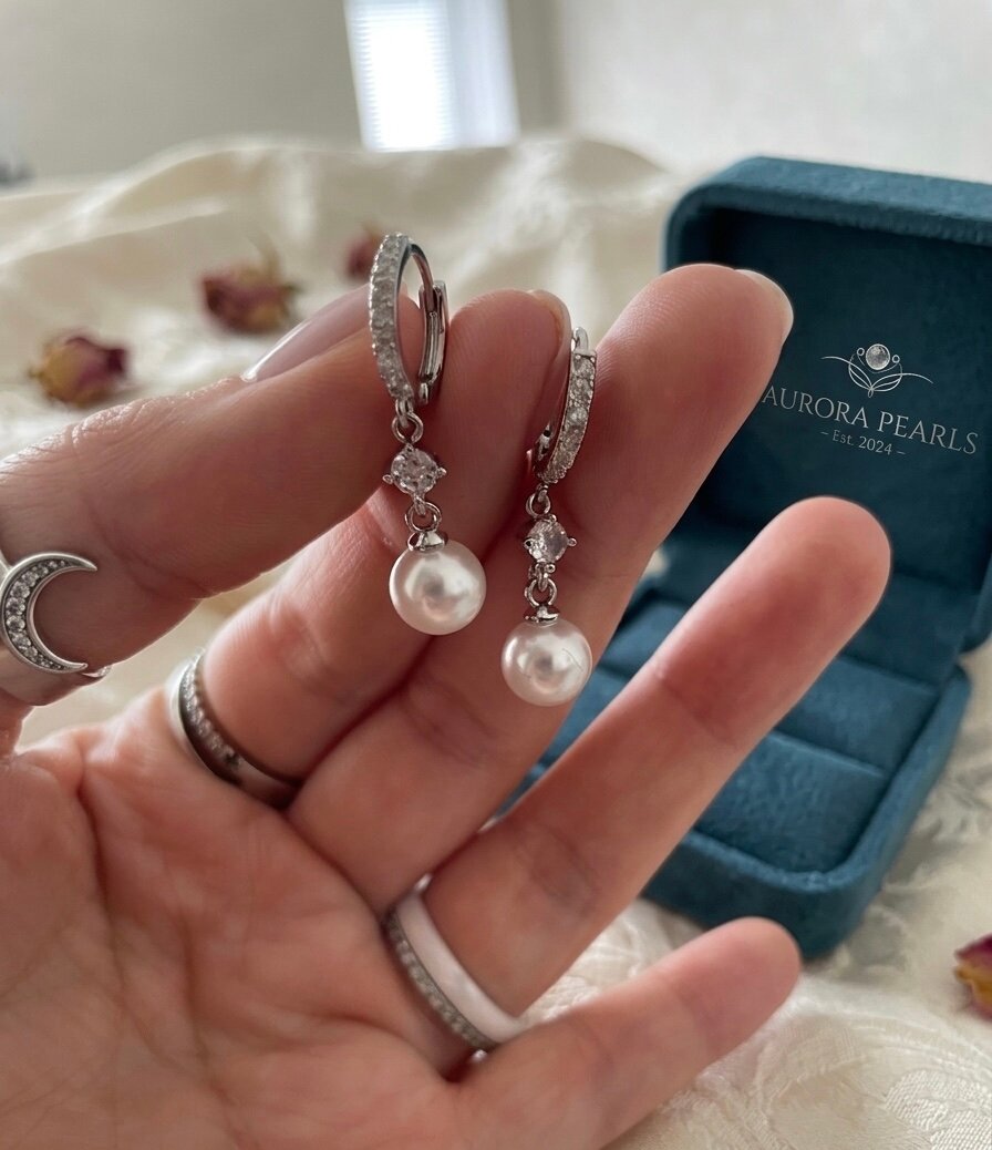 Серьги с подвесками, циркон