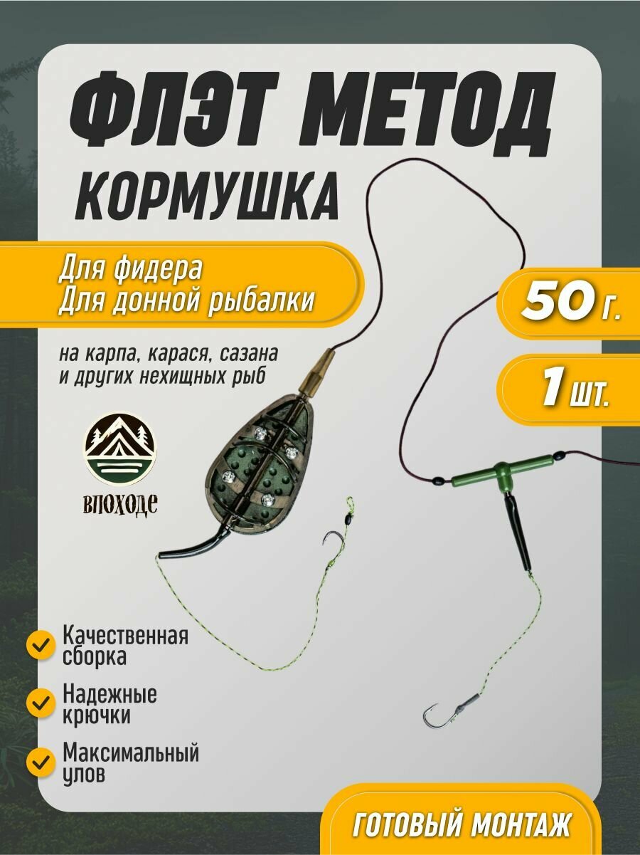 Кормушка для рыбалки Флэт метод карповый фидерный 50г