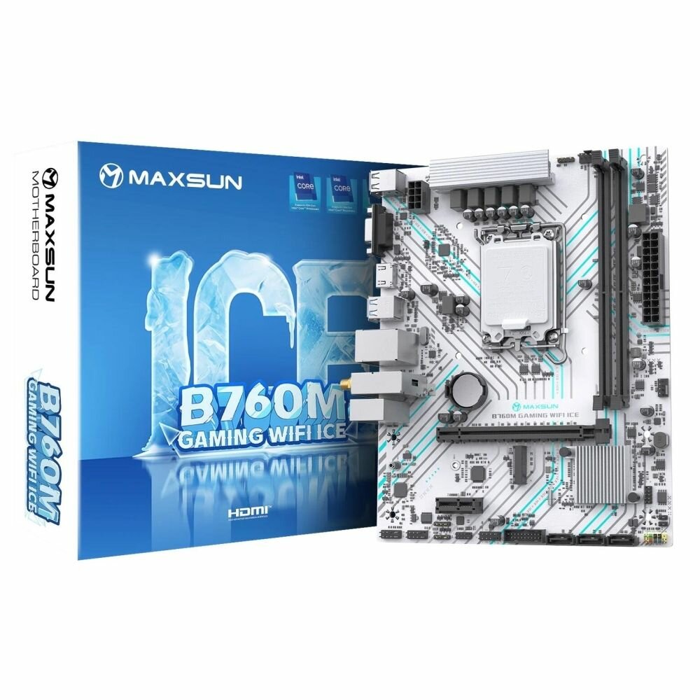 Материнская плата Maxsun MS-B760M GAMING WIFI ICE, LGA1700, Intel B760, Micro-ATX, RTL (6940709661598)