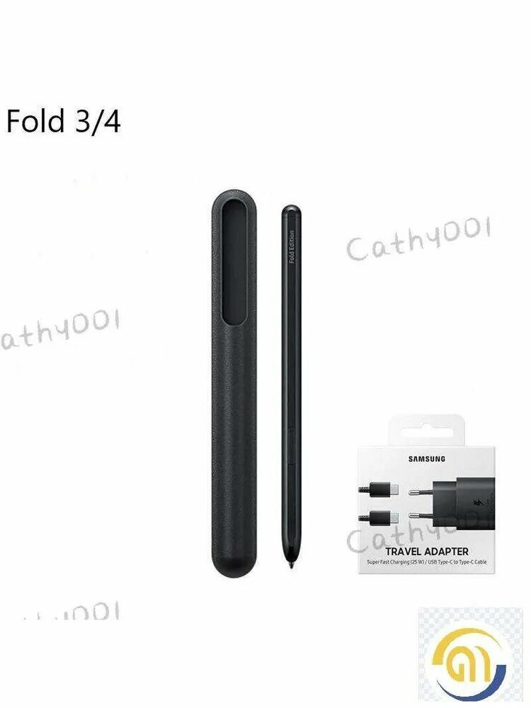Стилус для телефона Электронное перо S Pen Fold Edition для Samsung Galaxy Z Fold 3/4 5G, черный(EJ-PF926)+25W EP-TA800, комплект в черном или белом цвете