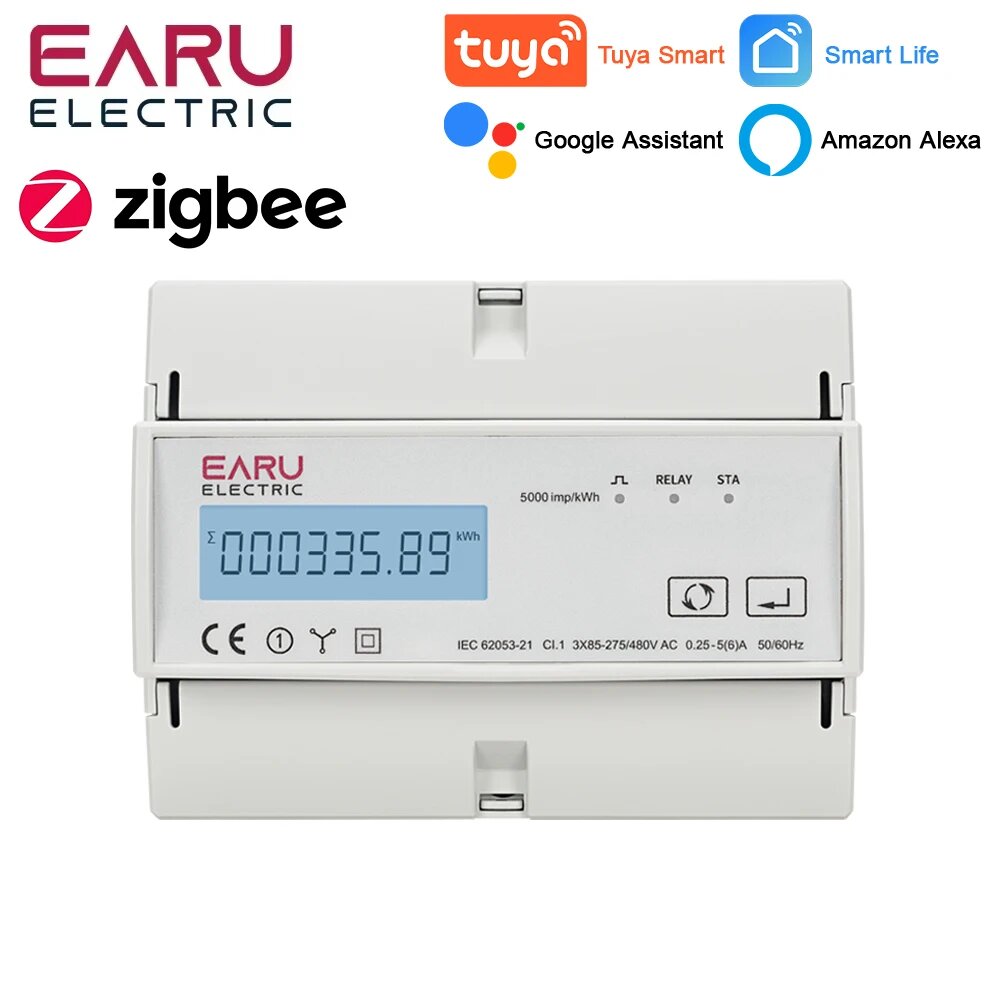 Энергосчетчик EARU Tuya WiFi ZigBee трехфазный ZigBee