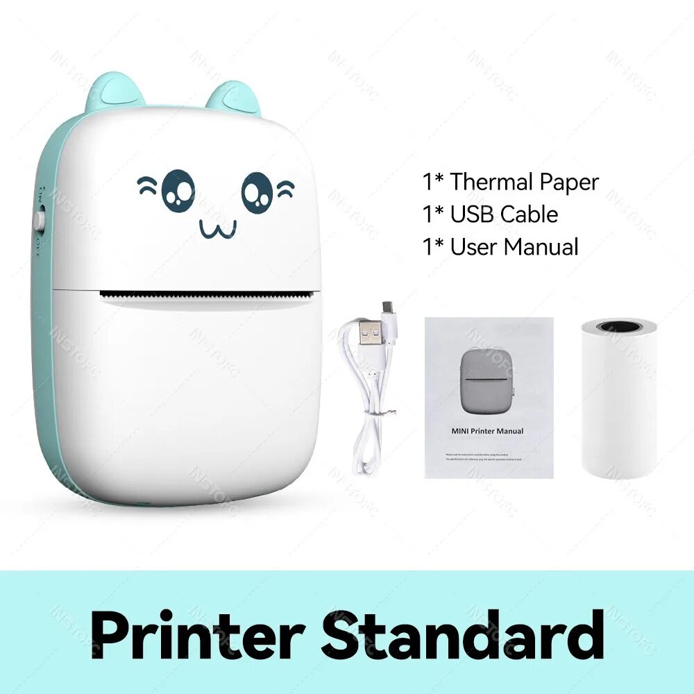 Мини-термопринтер Белый Blue Printer 58 мм