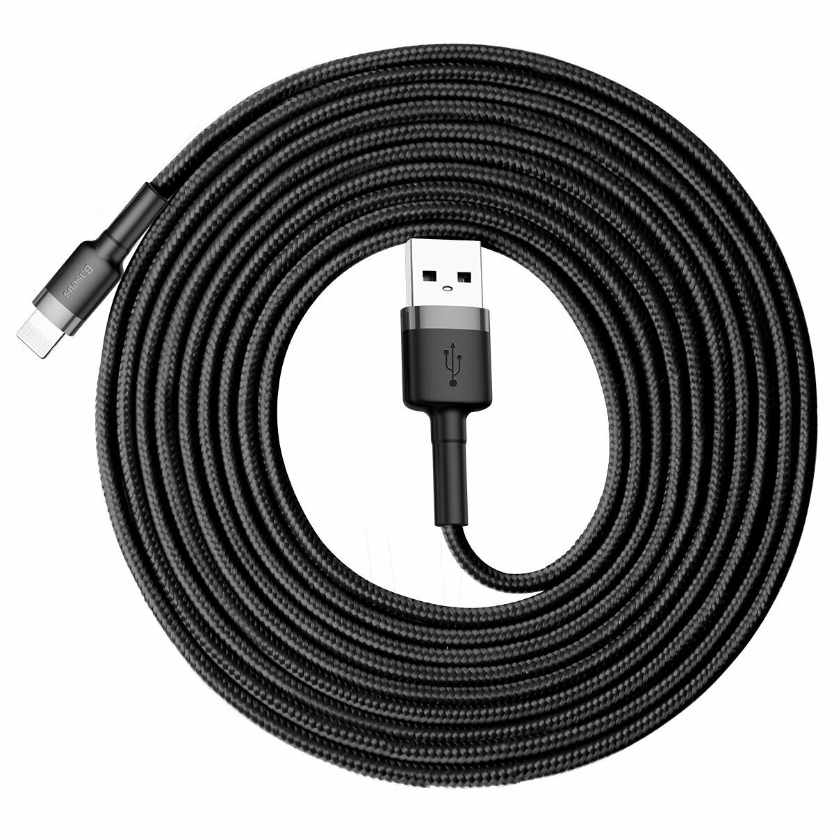 Кабель Baseus Cafule USB-A to Lightning 3 метра (CALKLF-RG1) - Grey+Black