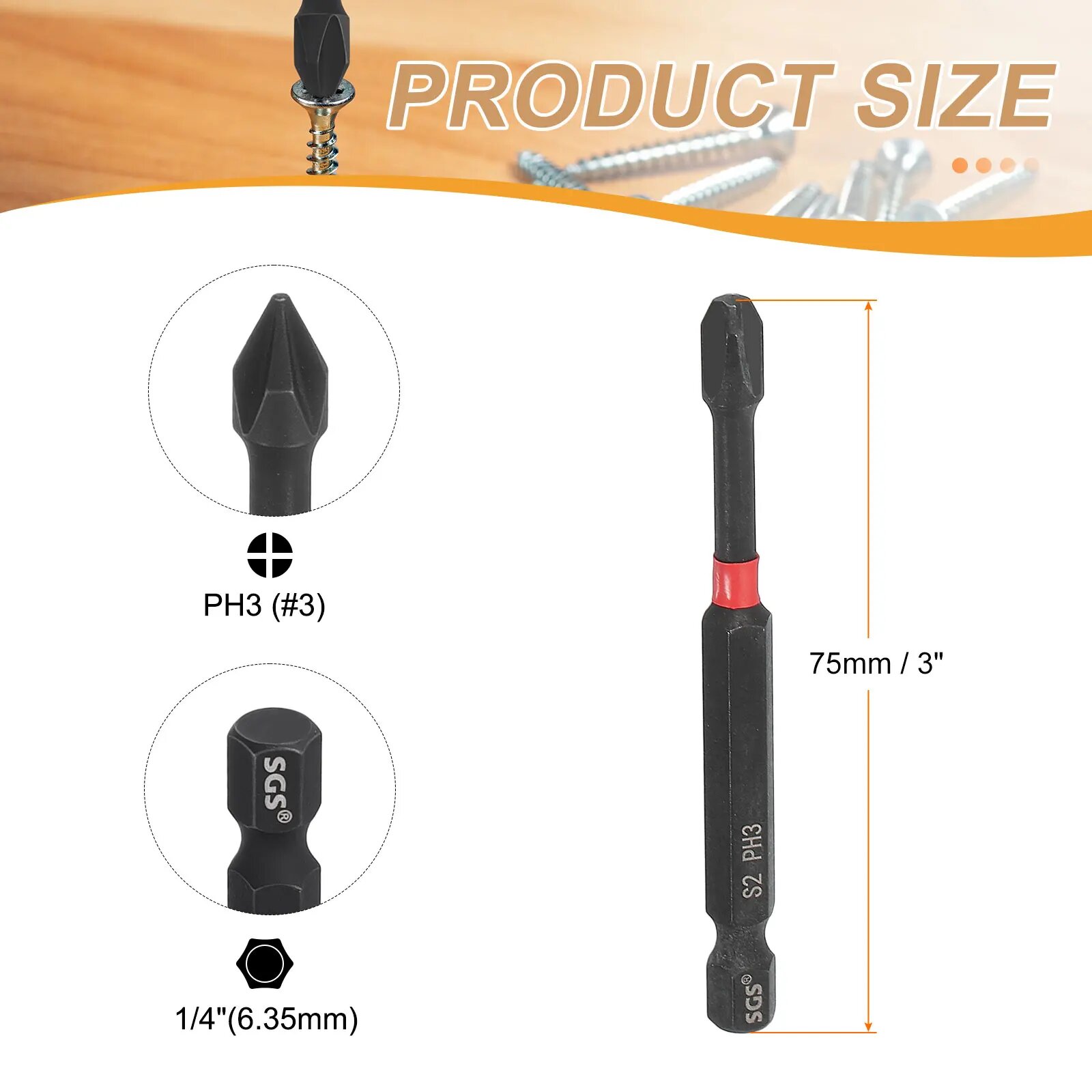 Насадка PH3 75mm для ударной отвертки UXCELL