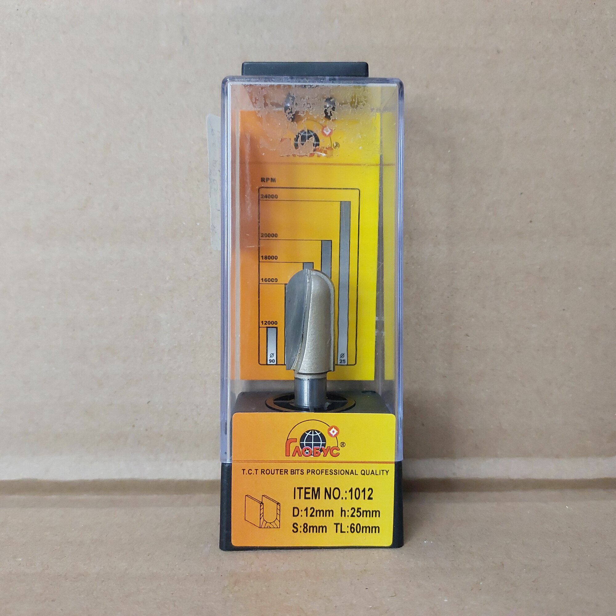 Фреза Галтельная удлиненная Глобус 1012 D:12mm I:25mm d:8mm L:60mm