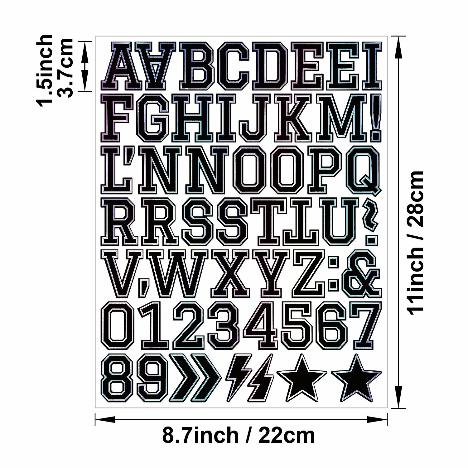 Наклейки-буквы светоотражающие 1.5 inch, Laser Lette