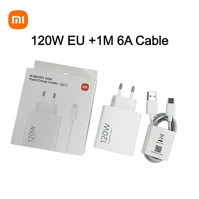 Оригинальное зарядное устройство Xiaomi 120W Turbo Fast Charge для Xiaomi 17, 15, EU with 1M Cable