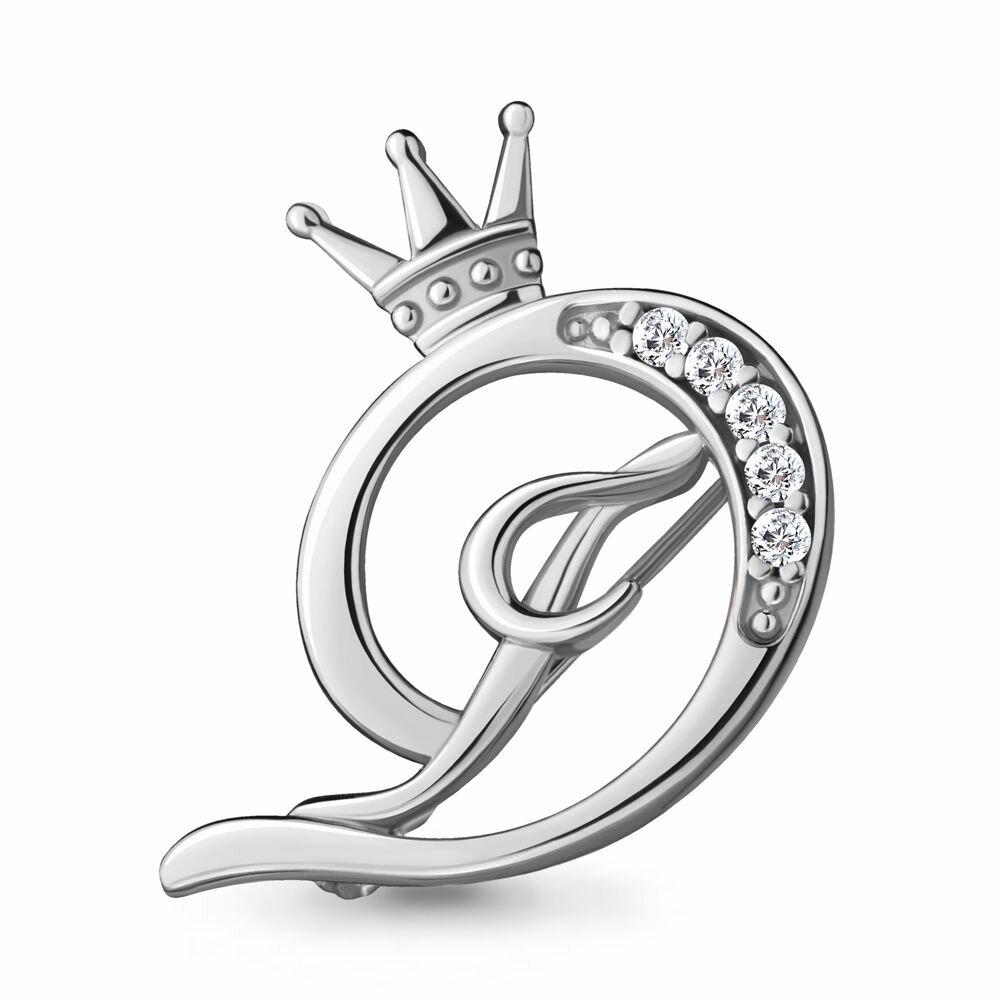 Брошь, серебро, 925 проба, фианит