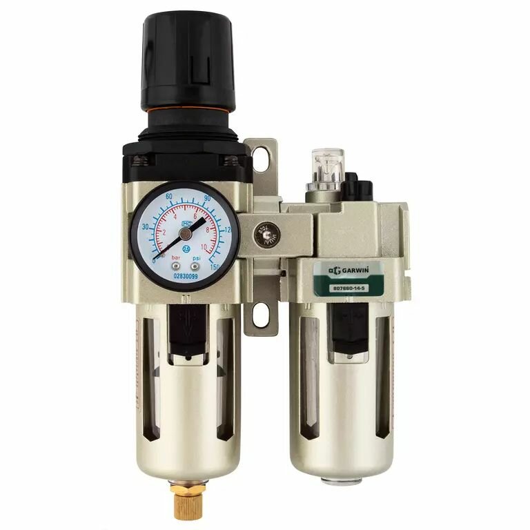 Модульная группа GARWIN 807660-14-5 для подготовки воздуха с регулятором давления и манометром, 1/4", 5 мкм