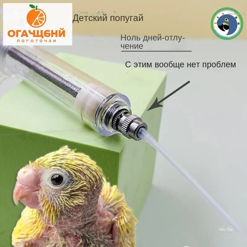 Шприц 20мл для кормления птиц и животных, приспособление для введения лекарств, с гибким наконечником + 4 зондов