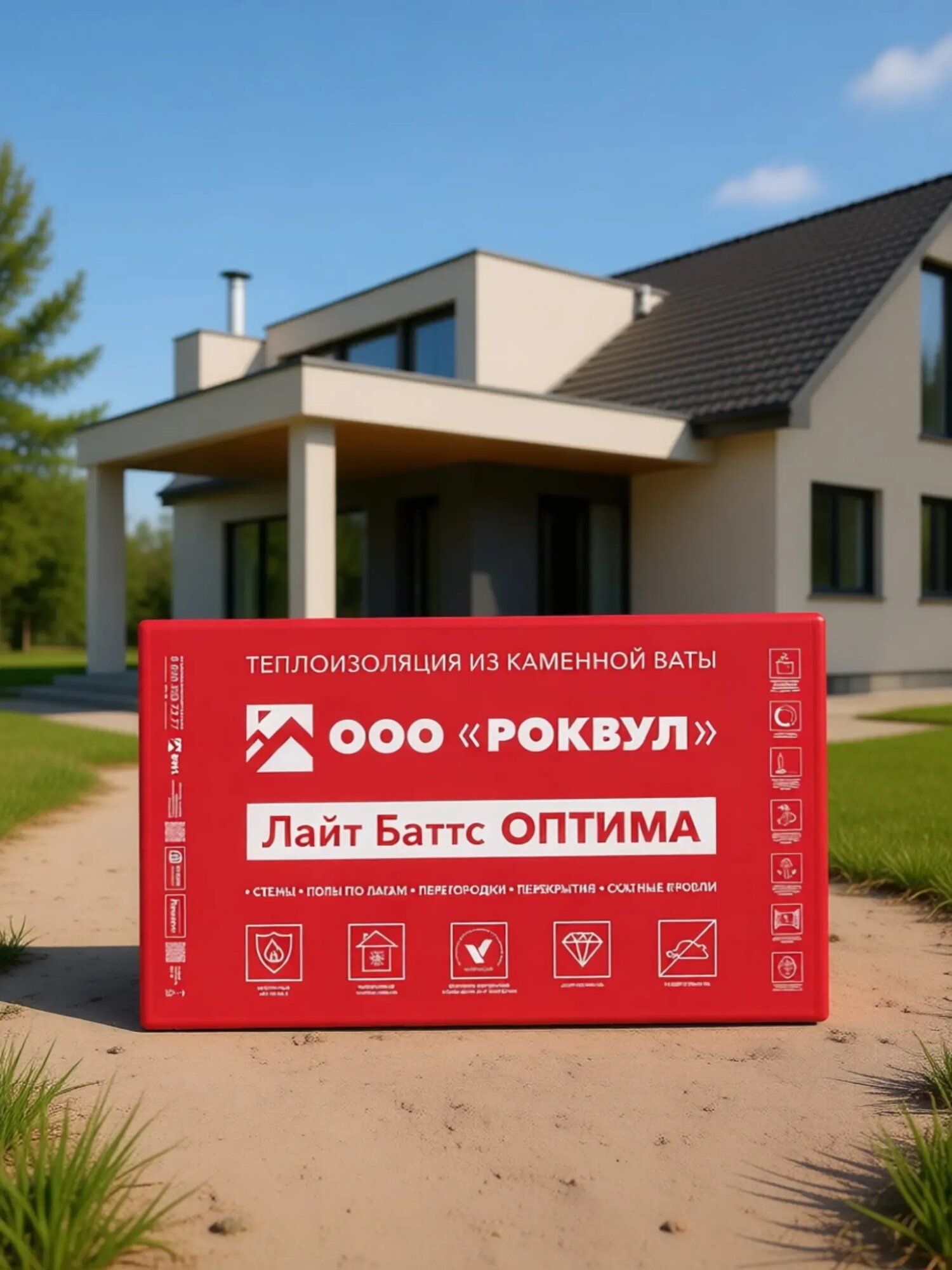 Утеплитель для стен внутри дома Роквул Лайт Баттс Оптима, 100x600x100 см, 3 м2, НГ