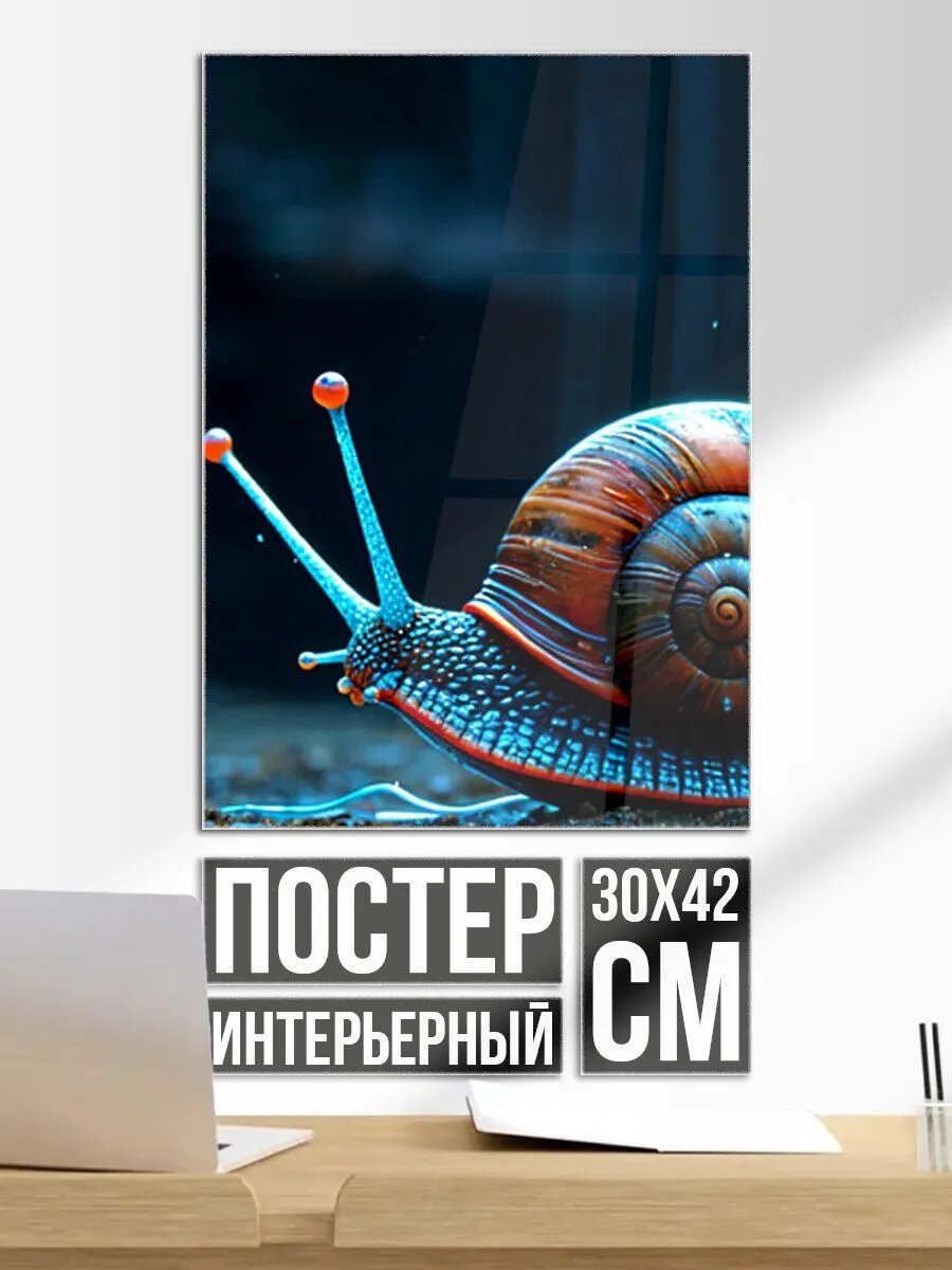 Постер на стену Неоновая улитка