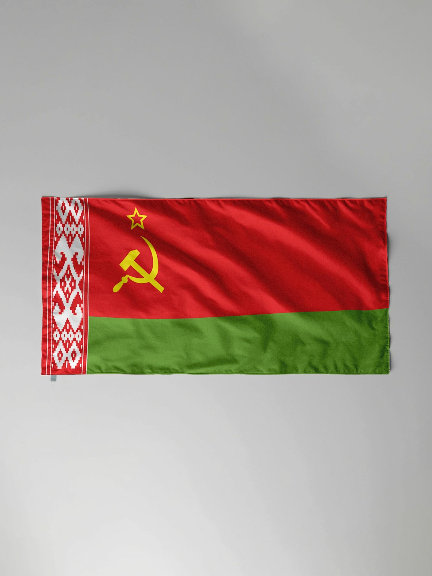 Флаг Белорусской ССР на шёлке, 90х180 см для ручного древка