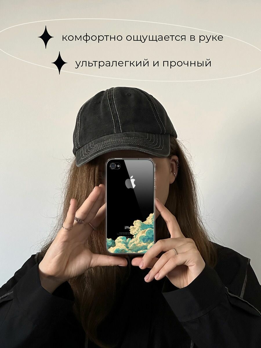 Чехол на Apple iPhone 4/4S / Айфон 4/4S с принтом Ночное небо и облака, прозрачный — фото 1