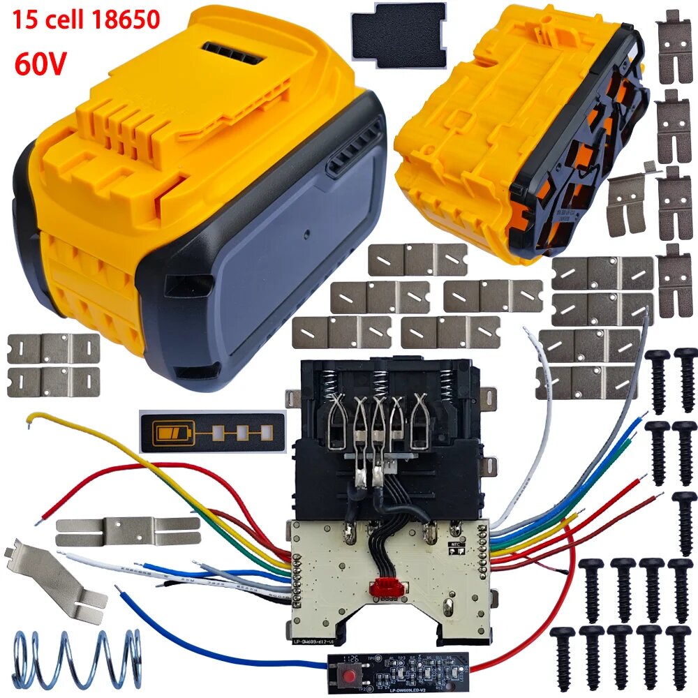 Корпус-кейс для аккумулятора DEWALT DCB606 на 15 элементов 18650, 9Ah sticker
