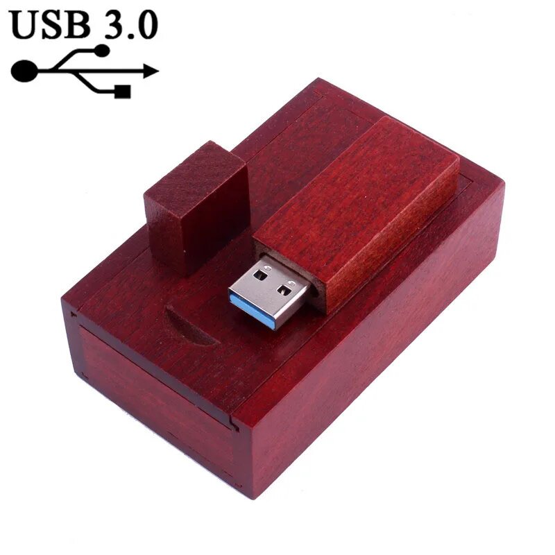 Деревянный USB-накопитель JASTER 16 ГБ Красный, 64 ГБ, USB AND BOX C