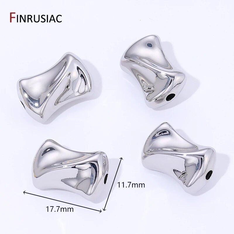 FINRUSIAC Позолоченные латунные бусины-разделители 18K 6 pieces, Серый, Rhodium Plated