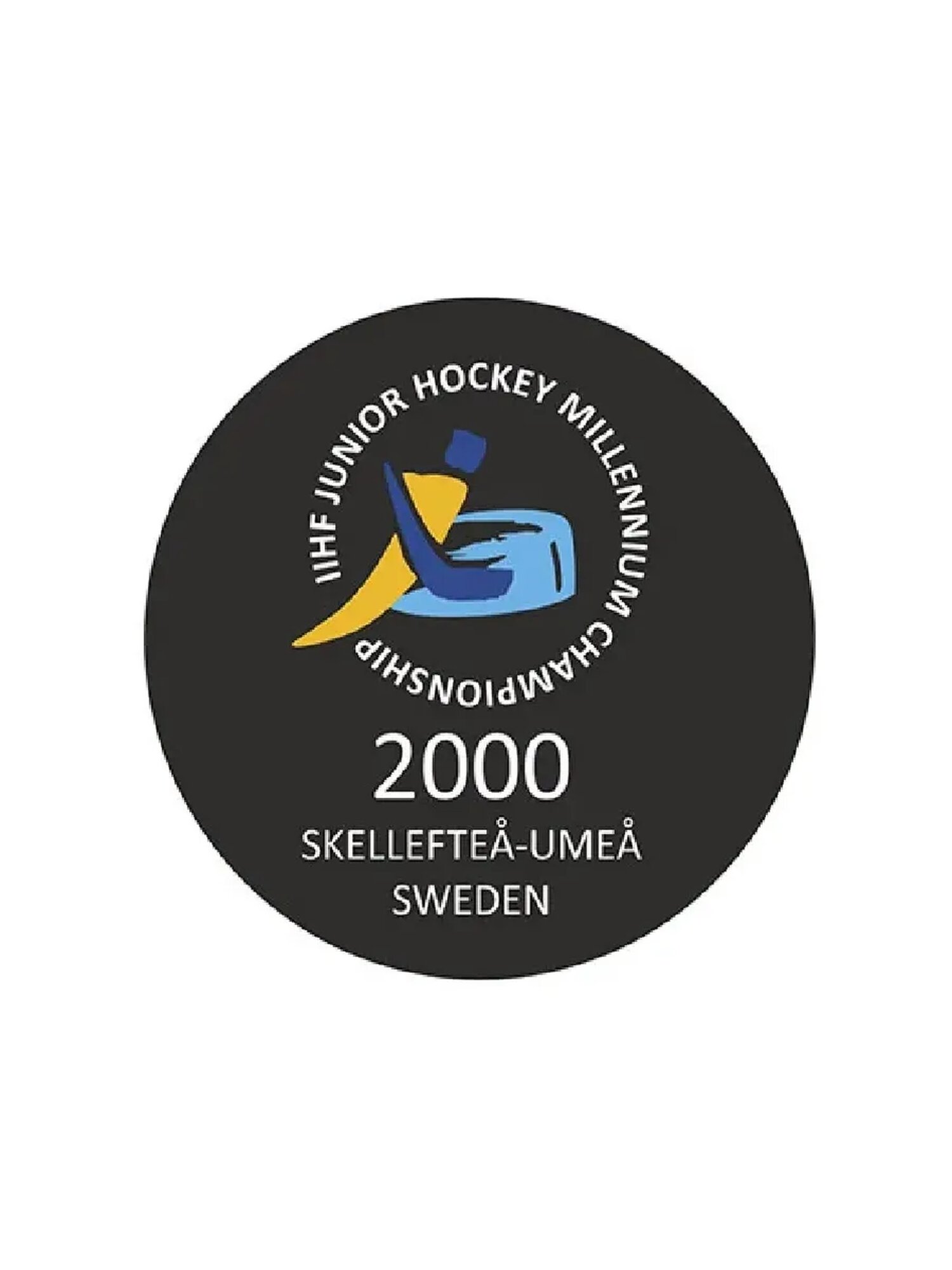 Шайба Sportfanat МЧМ 2000 Швеция 1-ст, резина, 76 мм, цвет черный