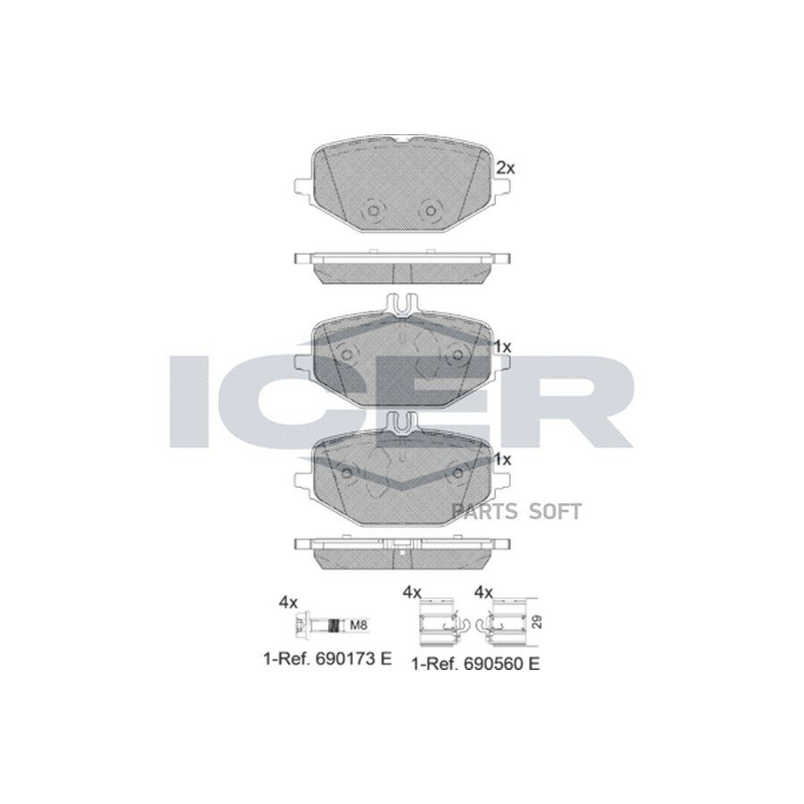 ICER 182371-203 Колодки торм. дисковые MB GLE (C167 V167) 18 GLS (X167) 2019-